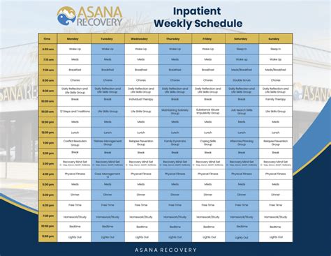 Inpatient Schedule Asana Recovery