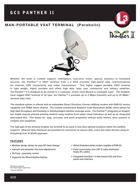 Gcs Panther Ii Man Portable Vsat Terminal Parabolic Pdf Very