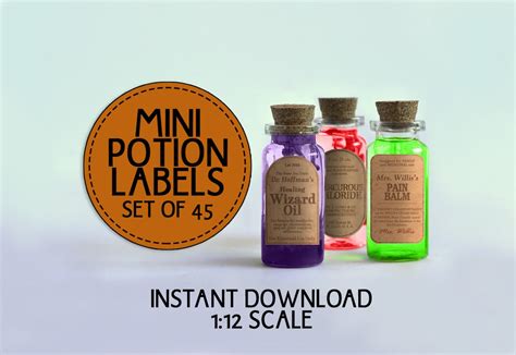 45 Printable Miniature Potion Labels Halloween Dollhouse Apothecary