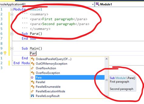 Multiline Xml Comments In Vbnet And Visual Studio Intellisense