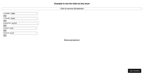 React Index Key Error Example Forked Codesandbox