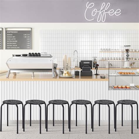 Costway 44cm Backless Stackable Nesting Stool Black