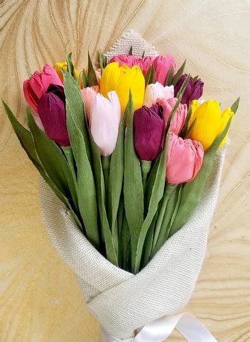 Long Stem Roses Crepe Paper Flower Centerpiece Arrangement And Decoration