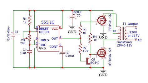 12v To 230v Inverter Circuit Diagram Using 555 Timer Ic Inverters