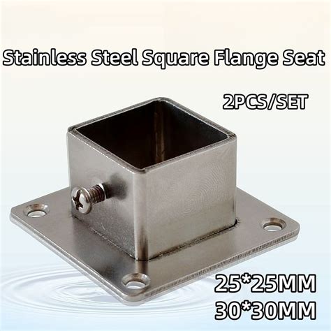 2pcs Set Square Post Bases Stainless Steel Square Tube Flange Fixed