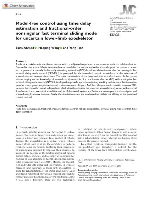 pdf model free control using time delay estimation and fractional