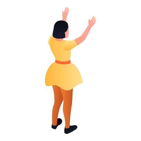 Premium Vector Girl Yellow Dress Icon Isometric Of Girl Yellow Dress