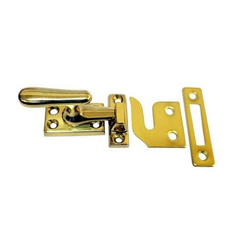 Qcaa Solid Brass Casement Fastener Window Lock Small Polished Brass