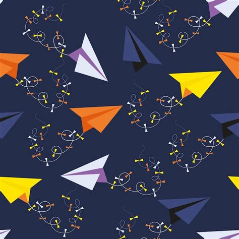 Premium Vector Pattern Of Multicolored Paper Airplanes Flat Vector Illustration