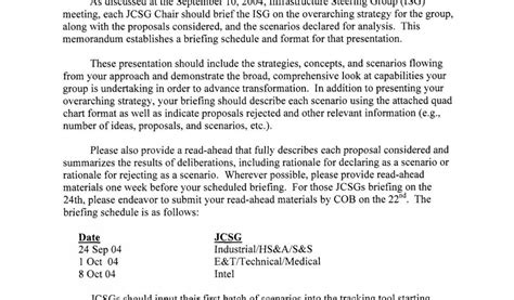 Dod Memo Template Memorandum Template And Briefing Schedule For Brac 2005 Williamson
