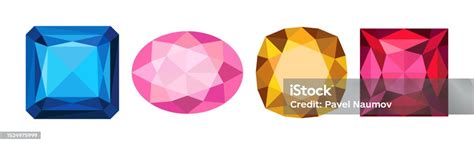 패싯 벡터 세트가 있는 다양한 모양과 색상의 보석과 다이아몬드 결정체에 대한 스톡 벡터 아트 및 기타 이미지 결정체 광물질 귀한 보석 Istock