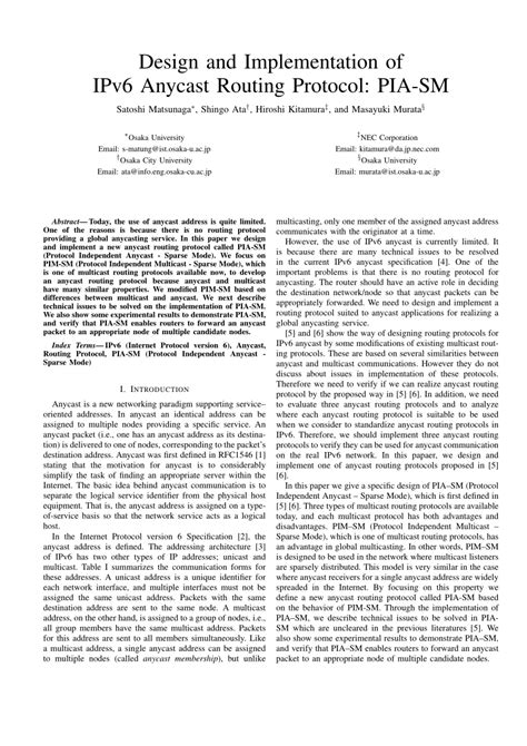 Pdf Design And Implementation Of Ipv6 Anycast Routing Protocol Pia Sm