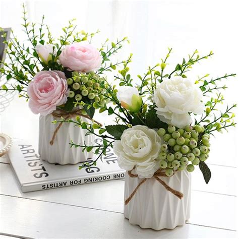 Hoa Lụa Chậu Hoa Mini để Bàn Nhiều Mẫu đẹp Trang Trí Nhà Cửa Bàn Làm