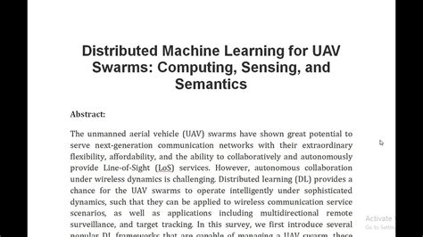 Distributed Machine Learning For Uav Swarms Computing Sensing And Semantics Youtube