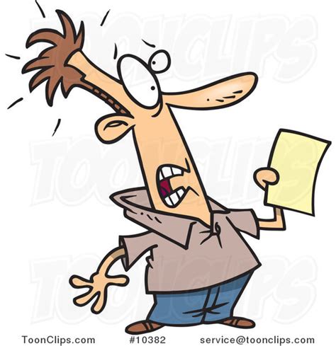 Cartoon Shocked Guy Holding A Document 10382 By Ron Leishman