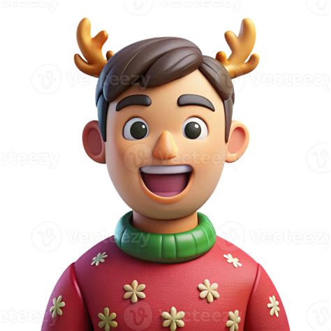 Cheerful Man In Christmas Sweater 55083913 Png