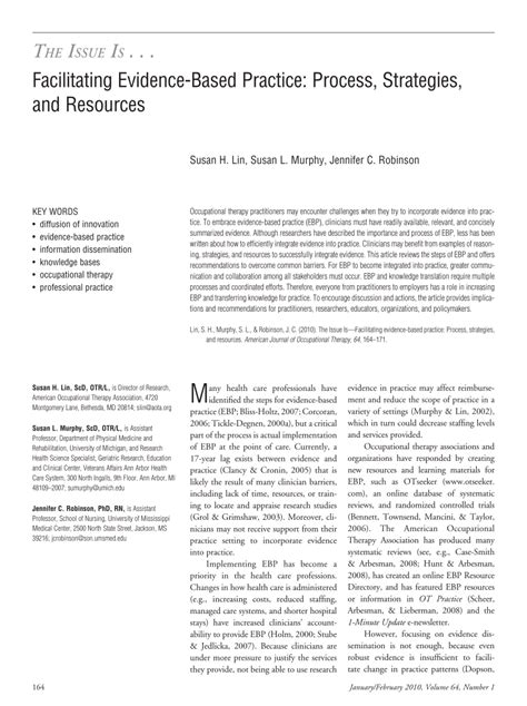 Pdf Facilitating Evidence Based Practice Process Strategies And Resources