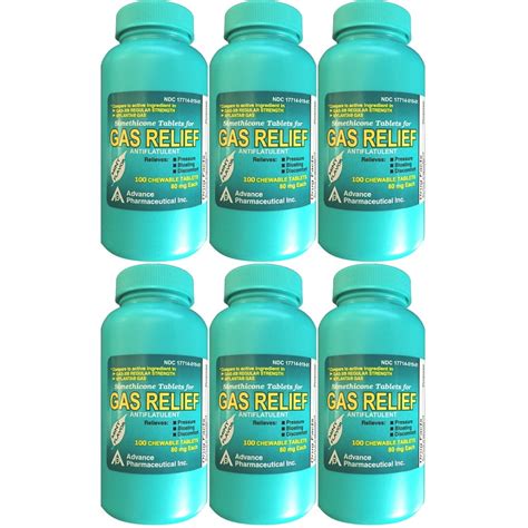 Simethicone 80 Mg Anti Gas Generic For Gas X Gas Relief Mint Chewable 100 Tabs Pack Of 6