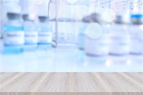 The Wooden Table Is Empty And Laboratory Background Stock Image Image Of Layout Board 305535517
