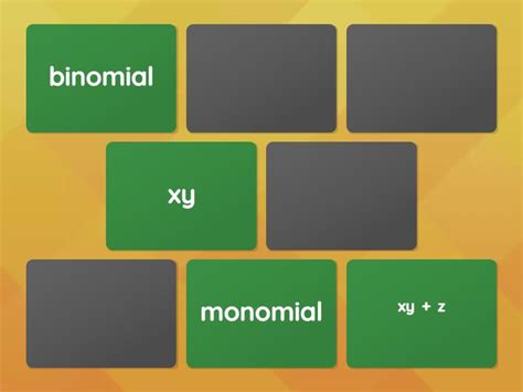 Find Monomial Binomial Trinomial And Polynomial Combine Os Pares