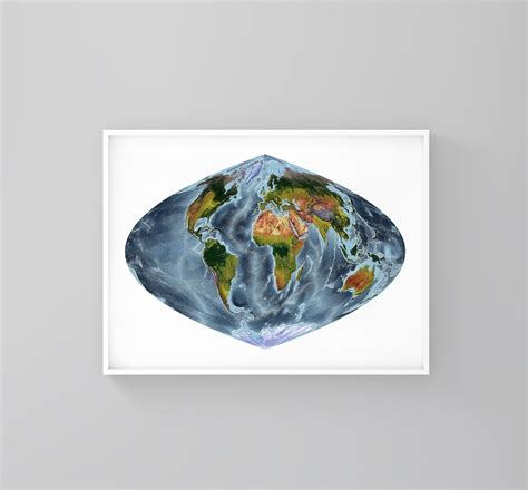 World Map Craster Parabolic Projection World Map Vintage Etsy