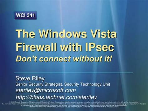 PPT The Windows Vista Firewall With IPsec Dont Connect Without It PowerPoint Presentation