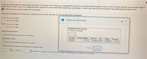Solved A Data Set Includes Data From 400 Random Tomadoes