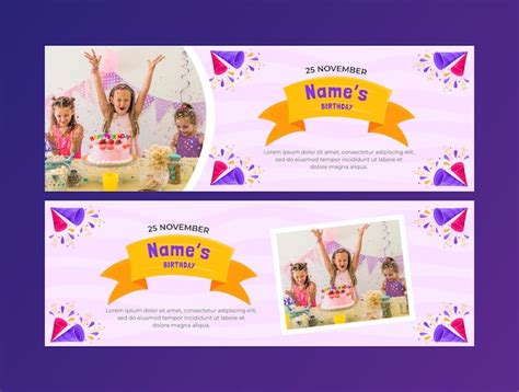 손으로 그린 생일 축하 수직 배너 무료 벡터