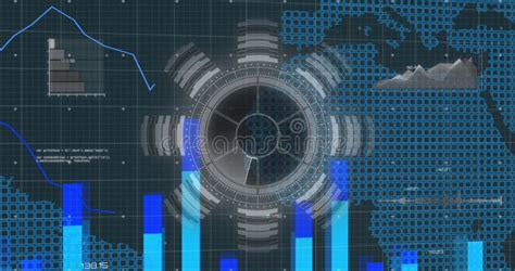Image Of Data Processing Over Scope Scanning Stock Illustration