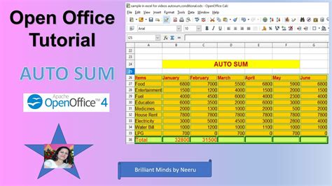 AUTO SUM Using OPEN OFFICE WRITER Auto Sum In Open Office Class X IT 402 Calc In OPEN OFFICE