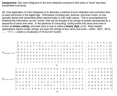 Solved Use Venn Diagrams In The Error Detection Process To