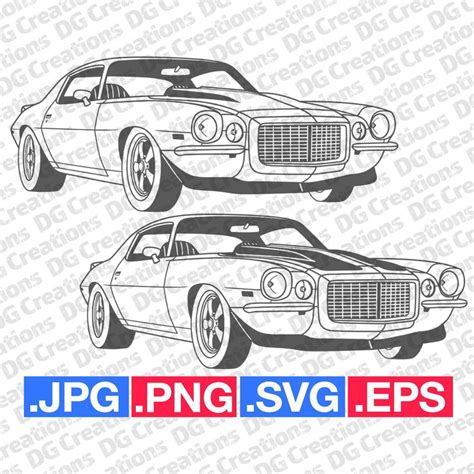 Chevrolet Camaro 1971 Streetcar Car Svg Clip Art Graphic Art Instant