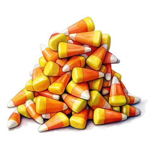 Premium Photo There Are Many Candy Corns Piled Together On A White Surface Generative Ai