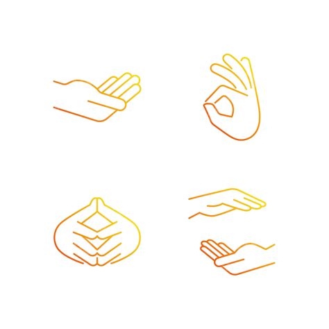 Hand Gestures Gradient Linear Vector Icons Set Flat Human Symbol Vector Flat Human Symbol Png