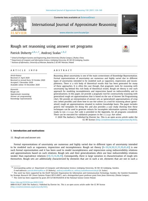 Pdf Rough Set Reasoning Using Answer Set Programs