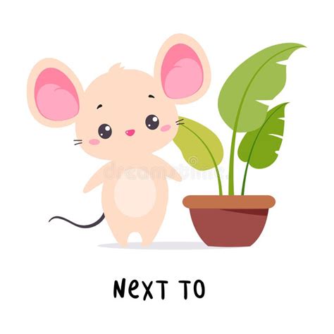 Little Mouse Standing Next To Houseplant As English Language