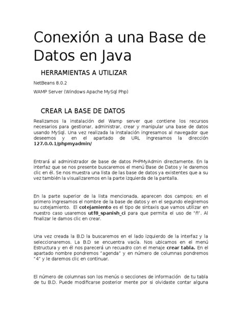 Pdf Conexión A Base De Datos En Java Dokumentips