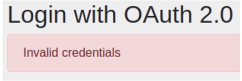 Oauth Invalid Credentials