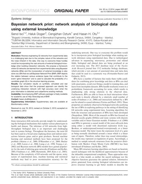 pdf bayesian network prior network analysis of biological data using