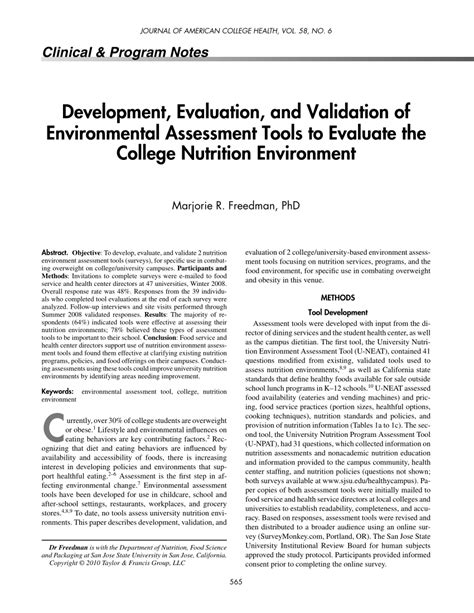 Pdf Development Evaluation And Validation Of Environmental