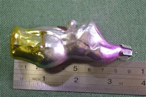 Купить Игрушка елочная Гном с бородой гномик стеклянная Новогодняя Стекло подвесная СССР