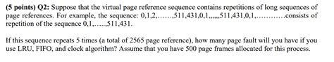 solved suppose that the virtual page reference sequence