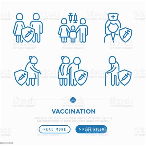 코로나바이러스 예방 접종 세트 바이러스 보호 사람들은 백신으로 방패에 의해 보호됩니다 면역 체계 얇은 선 아이콘입니다 픽셀 완벽 편집 가능한 스트로크 벡터 그림입니다