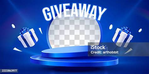 경품 당첨자 발표 연단과 선물 상자가 있는 소셜 미디어 게시물 템플릿 경품 당첨자 발표 3차원 형태에 대한 스톡 벡터 아트 및 기타 이미지 3차원 형태 개념 개성
