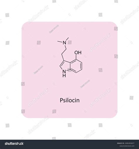 Psilocin Molecular Structure Skeletal Formula Diagram Stock Vector