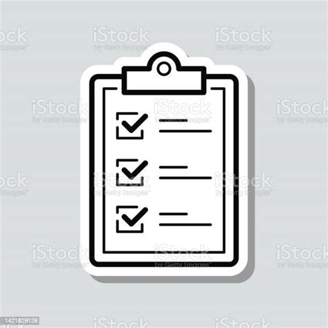 체크리스트가 있는 클립보드 회색 배경에 아이콘 스티커 3차원 형태에 대한 스톡 벡터 아트 및 기타 이미지 3차원 형태 개념 검사 보기 Istock