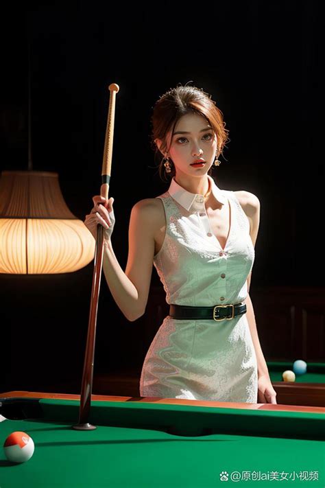 【台球桌旁的白色连衣ai虚拟美女show的动态