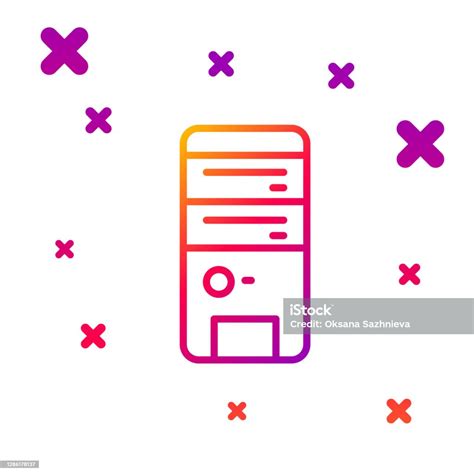흰색 배경에 격리 된 색상 라인 컴퓨터 아이콘 Pc 구성 요소 기호입니다 그라데이션 임의동적 셰이프 벡터 0명에 대한 스톡 벡터 아트 및 기타 이미지 Istock
