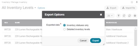 export inventory levels and statuses orocommerce orocrm and