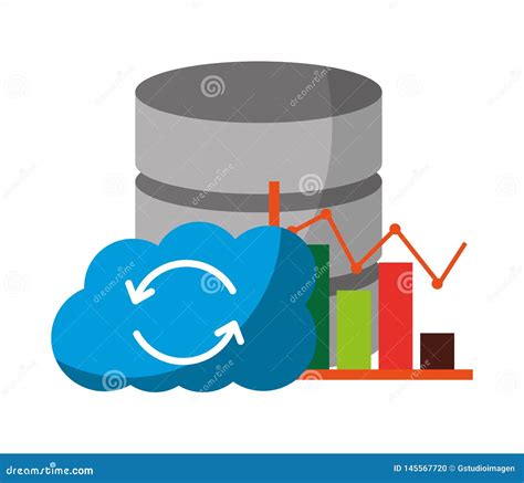 Cloud Computing With Data Server And Graphical Statistics Stock Vector
